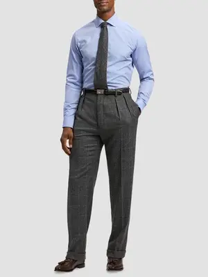 Ralph Lauren Purple Label Glenn Checked Wool-cashmere Trousers