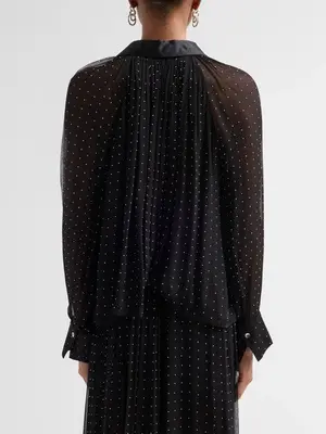 Vince Heat-set Dot Sheer Gathered Blouse