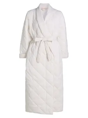 PAPINELLE Quilted Cotton Maxi Robe - Ecru