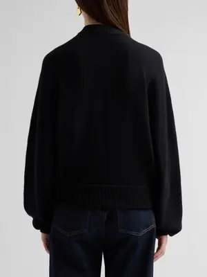 FRAME Contrast Rib-knit Cashmere Cardigan - Black