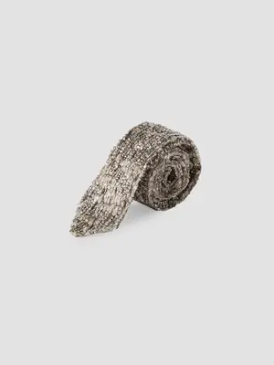 Brunello Cucinelli Dazzling Craquelé Embroidery Tie In Mohair And Wool