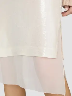 FRAME The Sequin Starlight Layered Silk Midi Skirt - Cream