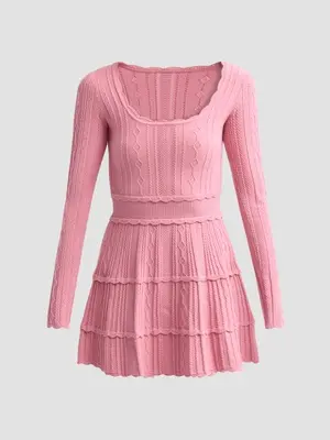 LoveShackFancy Lunelle Pointelle Knit Mini Dress - Peony