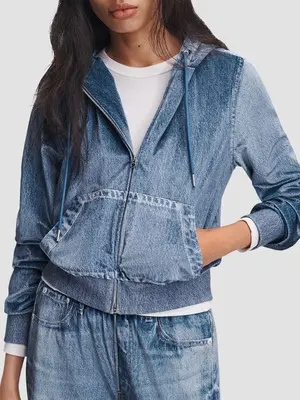 Rag & Bone Rb Miramar Velvet Zip-up Hoodie - Sutton