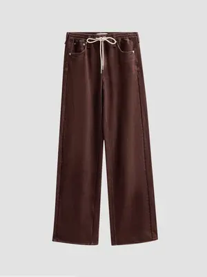 Rag & Bone Rb Miramar Terry Drawcord Wide-leg Pants - Chocolate
