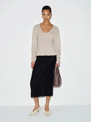 REFORMATION Beth Cashmere Peplum Sweater - Multi