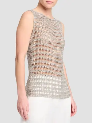 TWP Cleo Metallic Crochet Tank