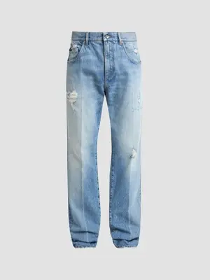 Dolce & Gabbana Orta Distressed Straight-leg Jeans - Light Blue