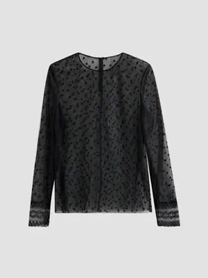 Alberta Ferretti Polka Dot Sheer Tulle Blouse - Black
