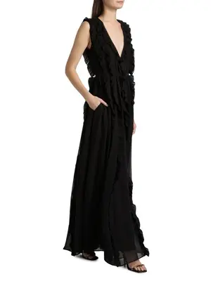 Ulla Johnson Aida Silk Cascading Ruffle Gown