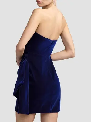 Mac Duggal Velvet Strapless Draped Mini Dress