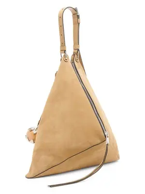 Moschino Folded Suede Hobo Bag - Ecru