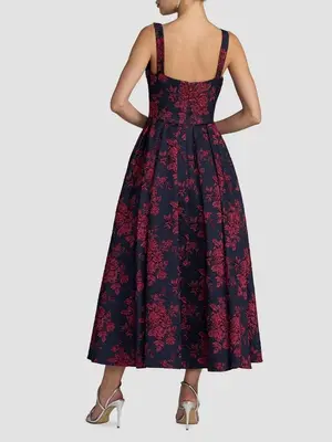 Mac Duggal Floral Brocade Tea-length Cocktail Dress - Fuchsia Multi