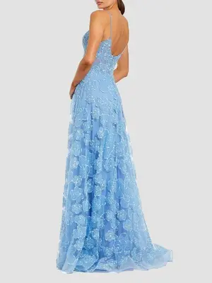 Mac Duggal Floral Mesh Sweetheart A-line Gown