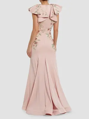 Mac Duggal Flutter-sleeve Embellished Mermaid Gown