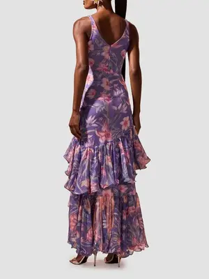 PatBO Amaryllis Floral Frill Gown