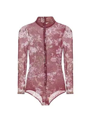 PatBO Delicata Floral Mesh Bodysuit