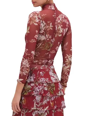 PatBO Delicata Floral Mesh Bodysuit