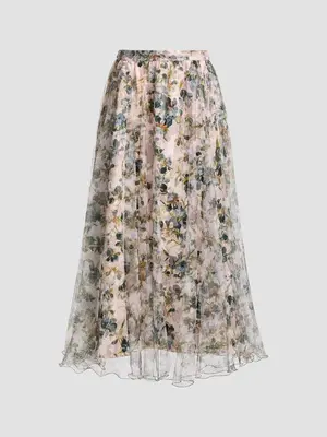 Cinq À Sept Sofia Trailing Iris Maxi Skirt