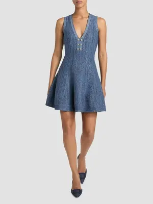 MILLY Shelby Pinstriped Knit Fit & Flare Minidress