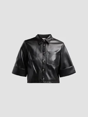 Cinq À Sept Aiden Faux-leather Crop Shirt
