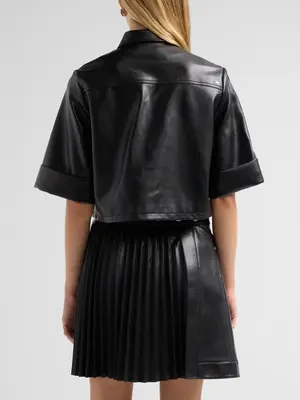 Cinq À Sept Aiden Faux-leather Crop Shirt