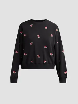 Cinq À Sept Brandy Tossed Roses Embroidered Sweatshirt