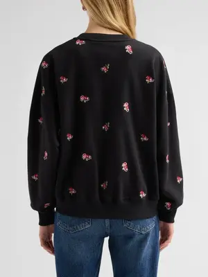 Cinq À Sept Brandy Tossed Roses Embroidered Sweatshirt