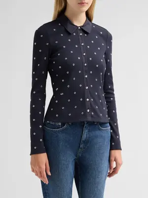 Cinq À Sept Jensyn Grommet Knit Shirt