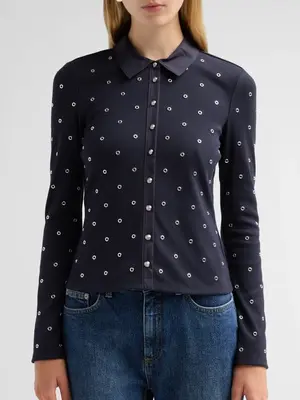 Cinq À Sept Jensyn Grommet Knit Shirt