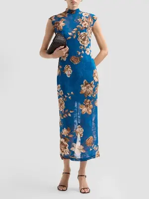 Hemant & Nandita Floral Sheath Midi Dress