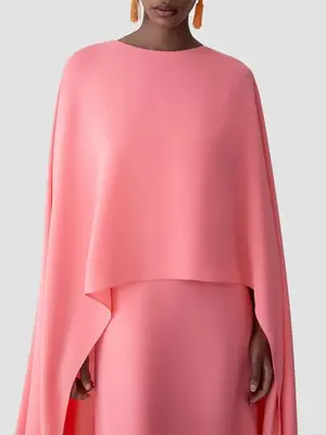 Carolina Herrera Cape Front Crepe Gown