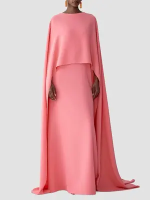 Carolina Herrera Cape Front Crepe Gown