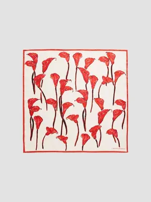 Carolina Herrera Calla Lilly Silk Twill Scarf - Ceramic Multi