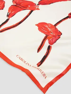 Carolina Herrera Calla Lilly Silk Twill Scarf - Ceramic Multi