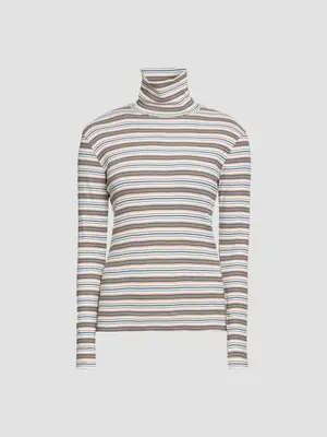 Dries Van Noten Hetala Striped Turtleneck Cotton-blend Top