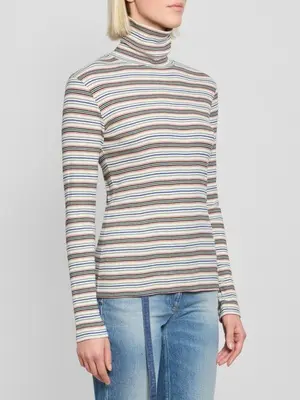 Dries Van Noten Hetala Striped Turtleneck Cotton-blend Top
