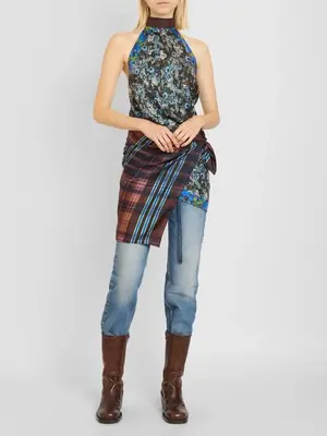Dries Van Noten Carfy Printed Silk Halter Top - Dessin