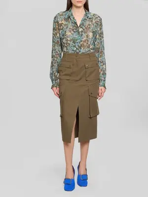 Dries Van Noten Clavelly Floral Pleated Shirt - Sky