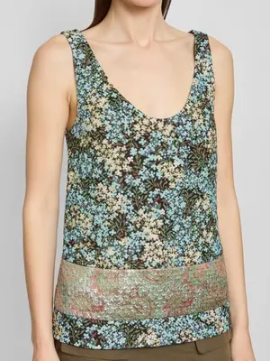 Dries Van Noten Croppy Floral Tunic Top