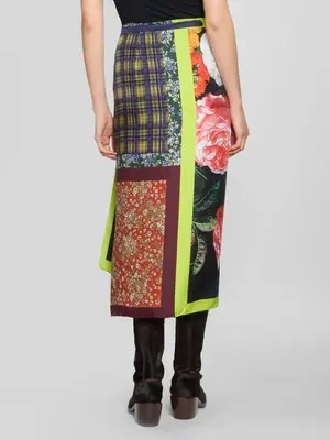 Dries Van Noten Scarfy Patchwork-print Silk Midi Wrap Skirt - Dessin