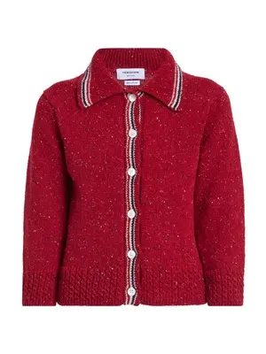 Thom Browne Hector Wool-mohair Pointelle Intarsia Cardigan - Red