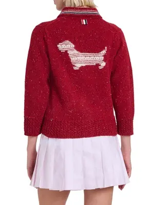 Thom Browne Hector Wool-mohair Pointelle Intarsia Cardigan