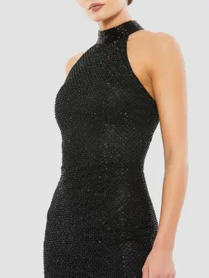 Mac Duggal Embellished Halter Cocktail Dress