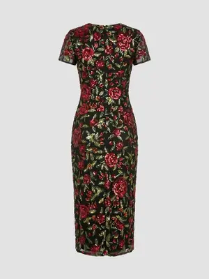 Mac Duggal Sequined Floral Mesh Gown
