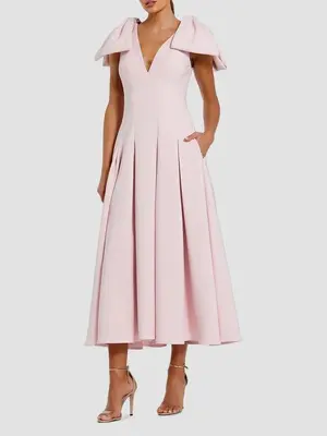 Mac Duggal Ieena Crêpe Bow-strap A-line Cocktail Dress Blush