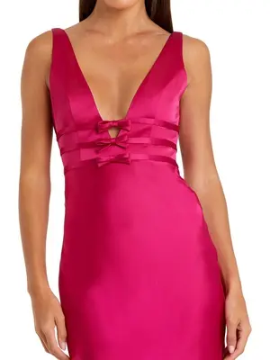 Mac Duggal Prom Bow-detailed Satin Sleeveless Gown