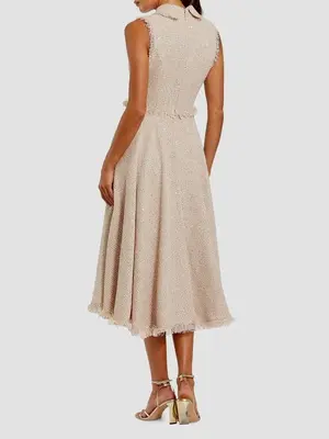 Mac Duggal Bouclé Button-front Midi-dress