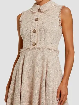 Mac Duggal Bouclé Button-front Midi-dress
