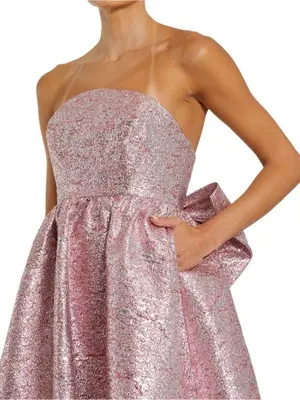 Mac Duggal Evening Metallic Brocade Bow Strapless Gown